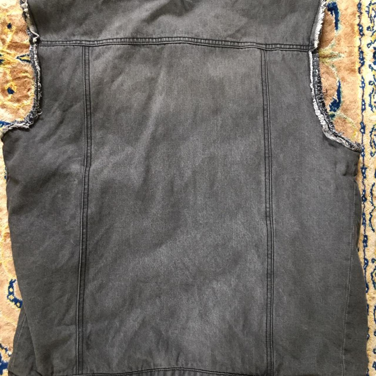 Black Denim lined vest cut off jacket Well worn in... - Depop