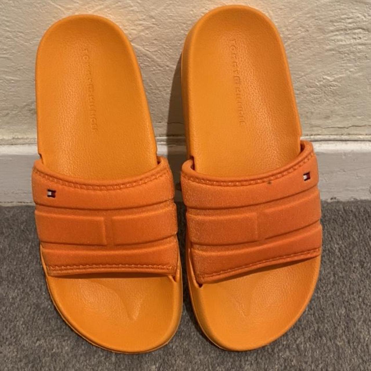 Tommy Hilfiger Women's Orange Slides | Depop