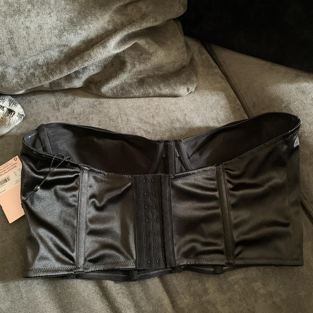 super cute black satin corset bra from missguided.... - Depop