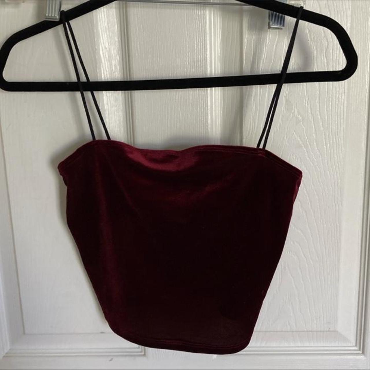 Burgundy Velvet Crop Tank Cropped Beautiful maroon... - Depop