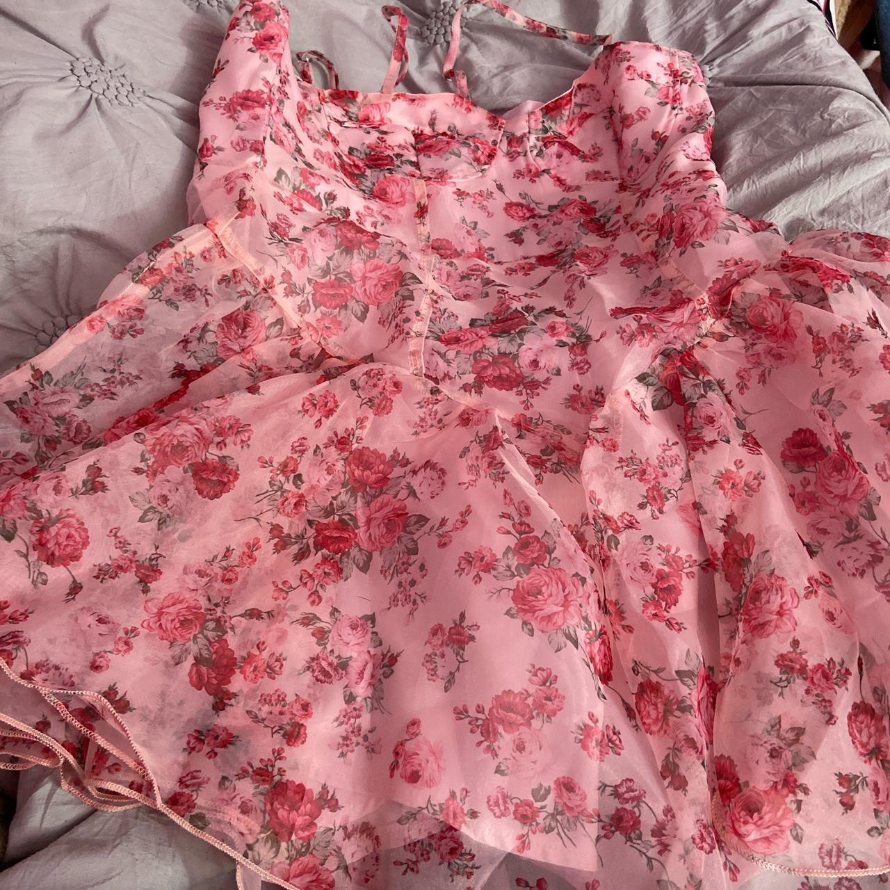 Cutest pink floral dress from Shein! Never been worn... - Depop