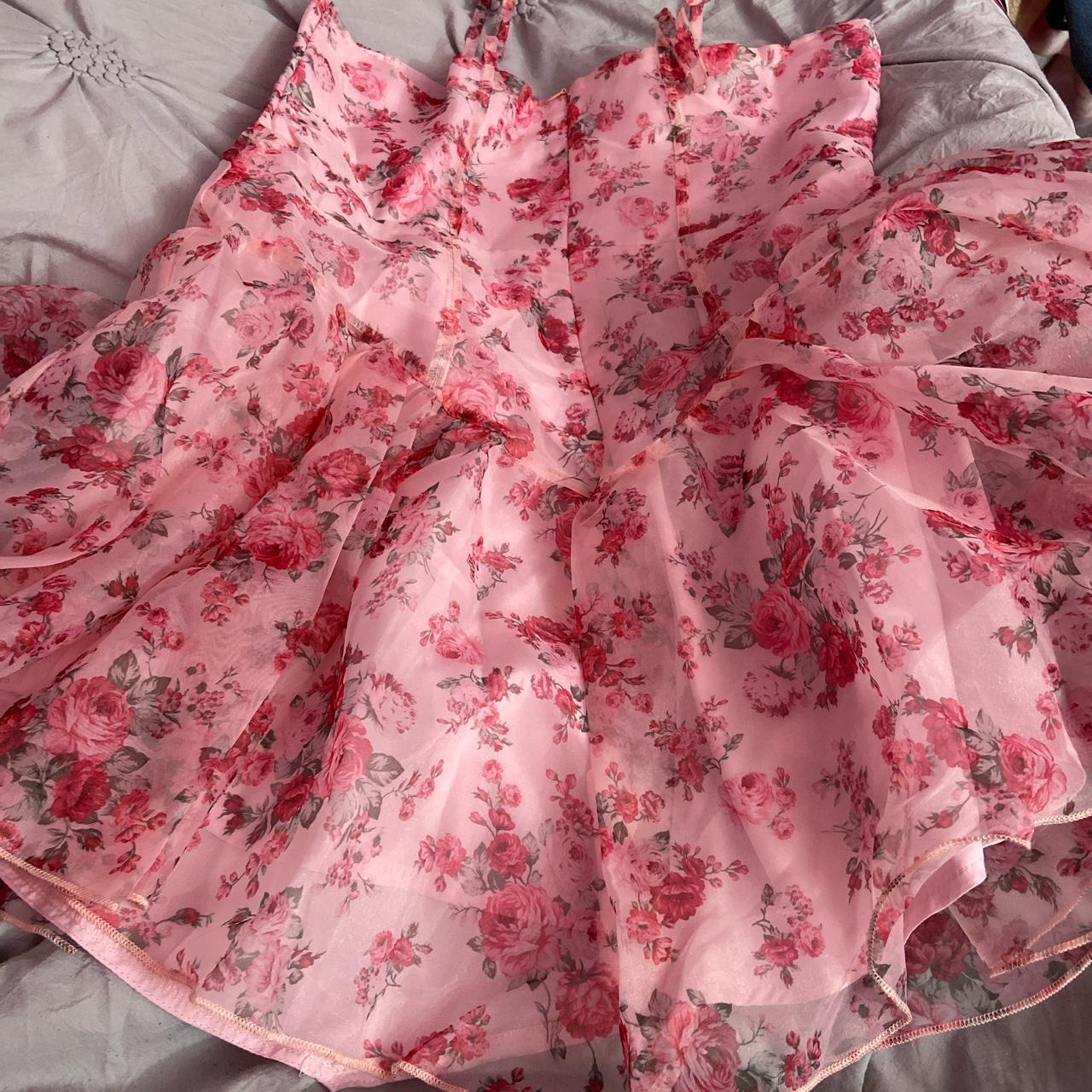 Cutest pink floral dress from Shein! Never been worn... - Depop