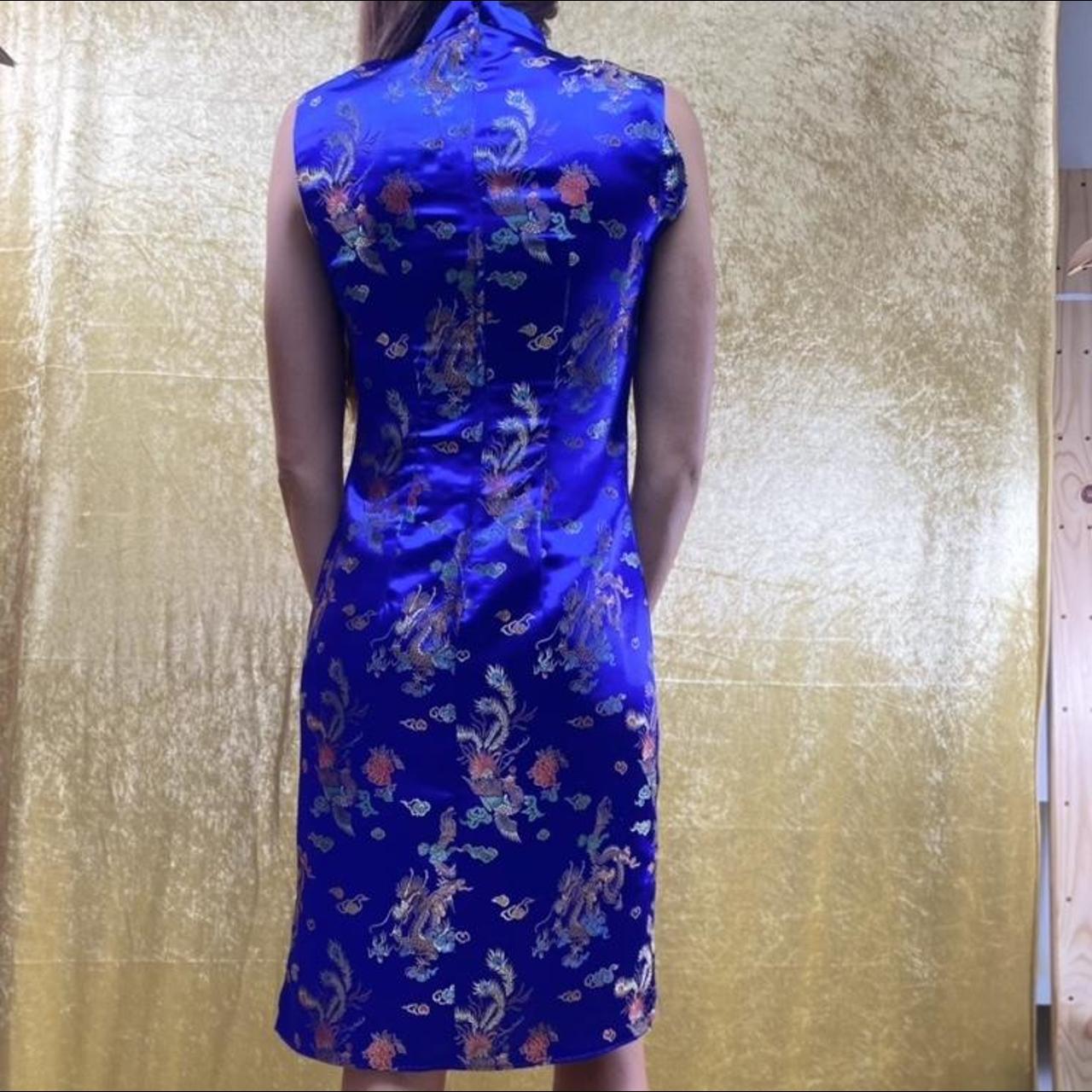 Blue Chinese traditional vintage dress with a... - Depop