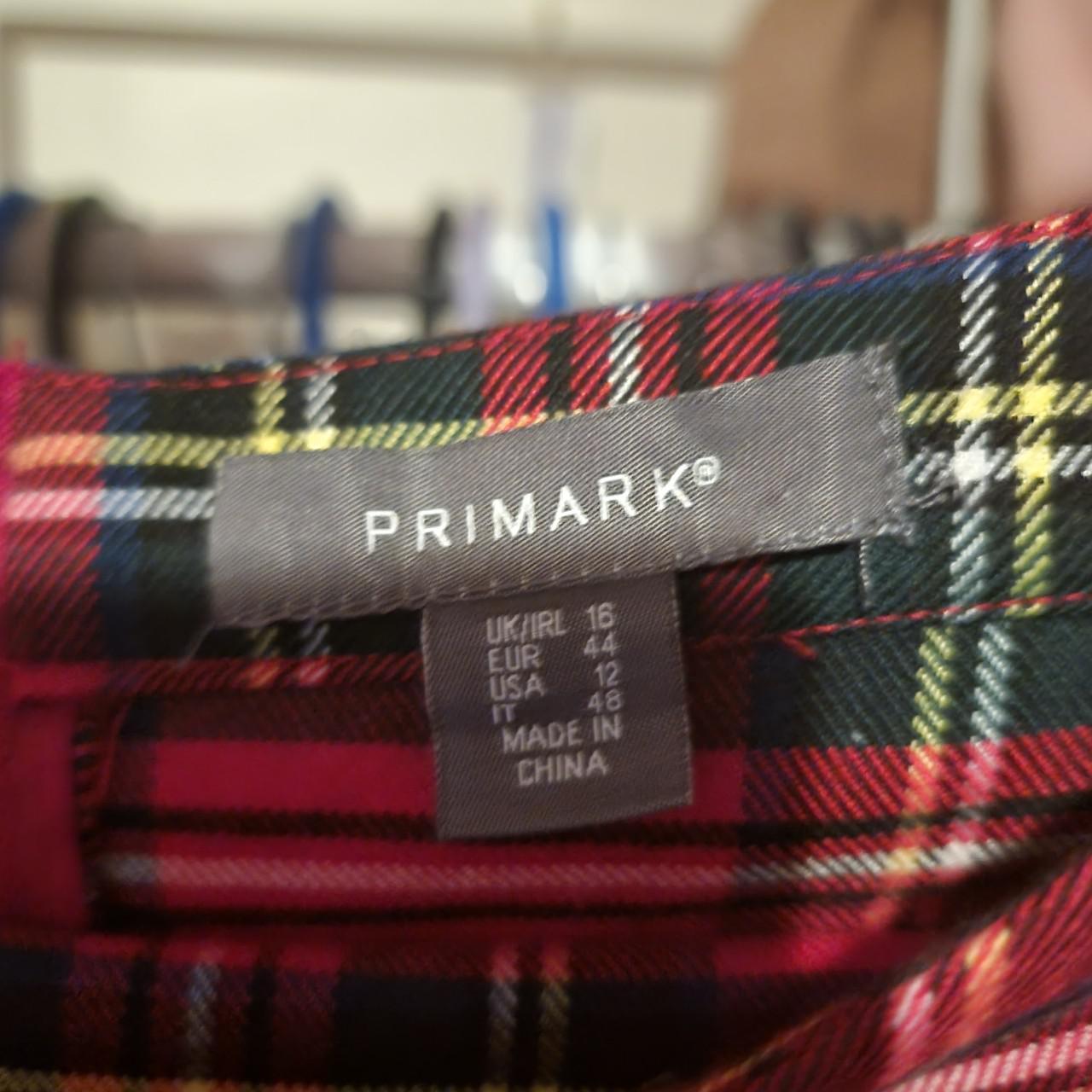 Red plaid mini skirt Size 16 Primark... - Depop