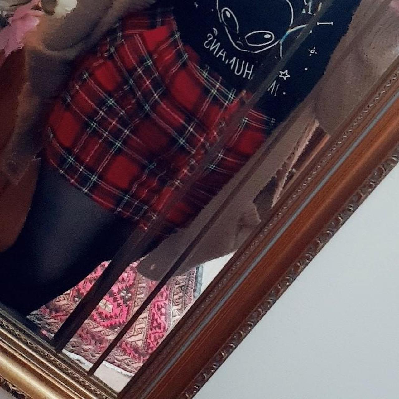 Red plaid mini skirt Size 16 Primark... - Depop