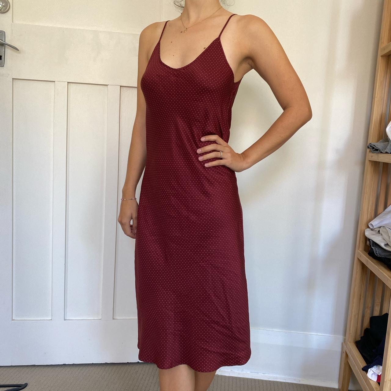 Museum slip dress Dark red with little yellow... - Depop