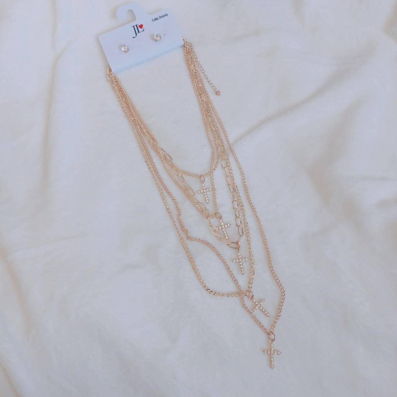 Gold vampire core tassel cross necklace Brand new... - Depop