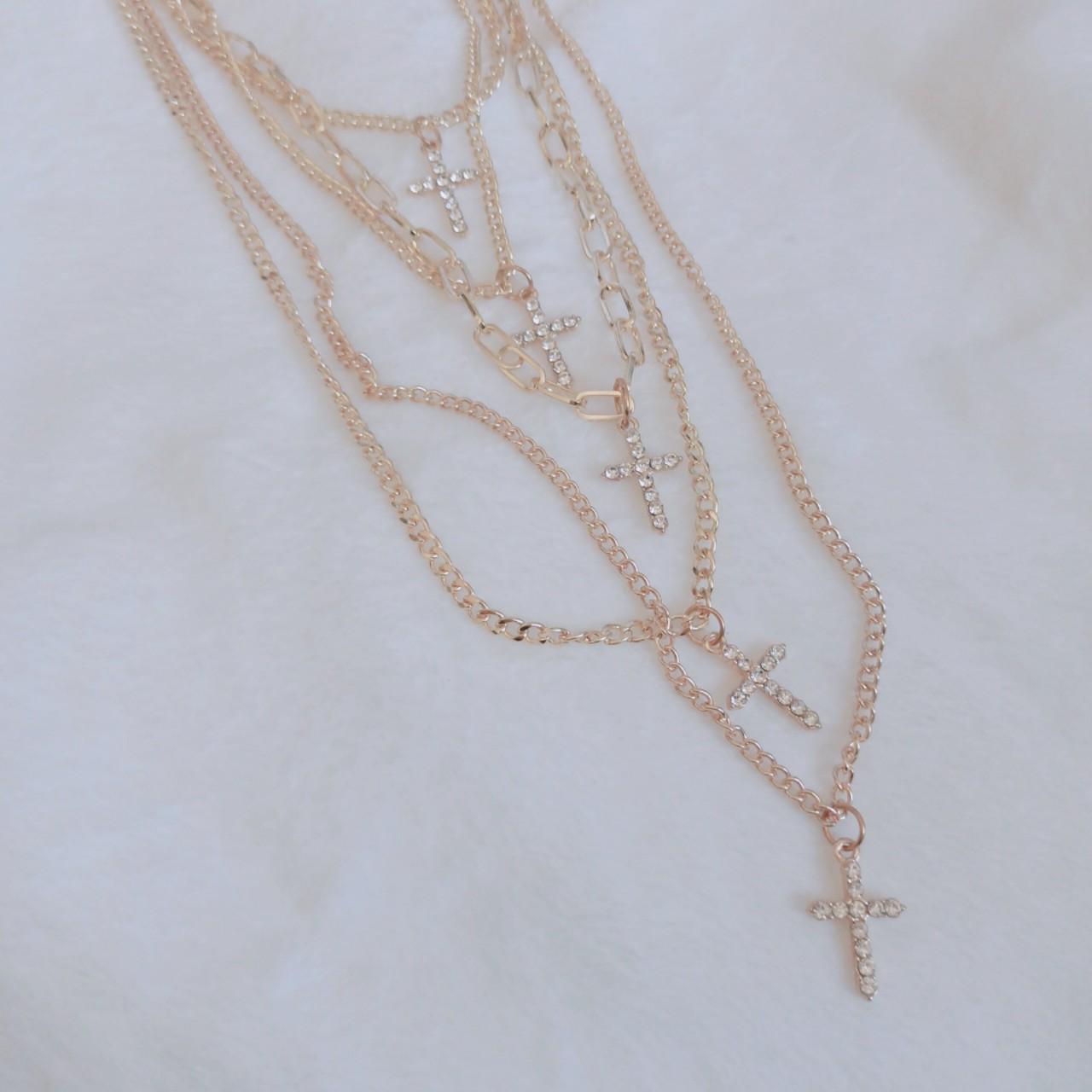 Gold vampire core tassel cross necklace Brand new... - Depop