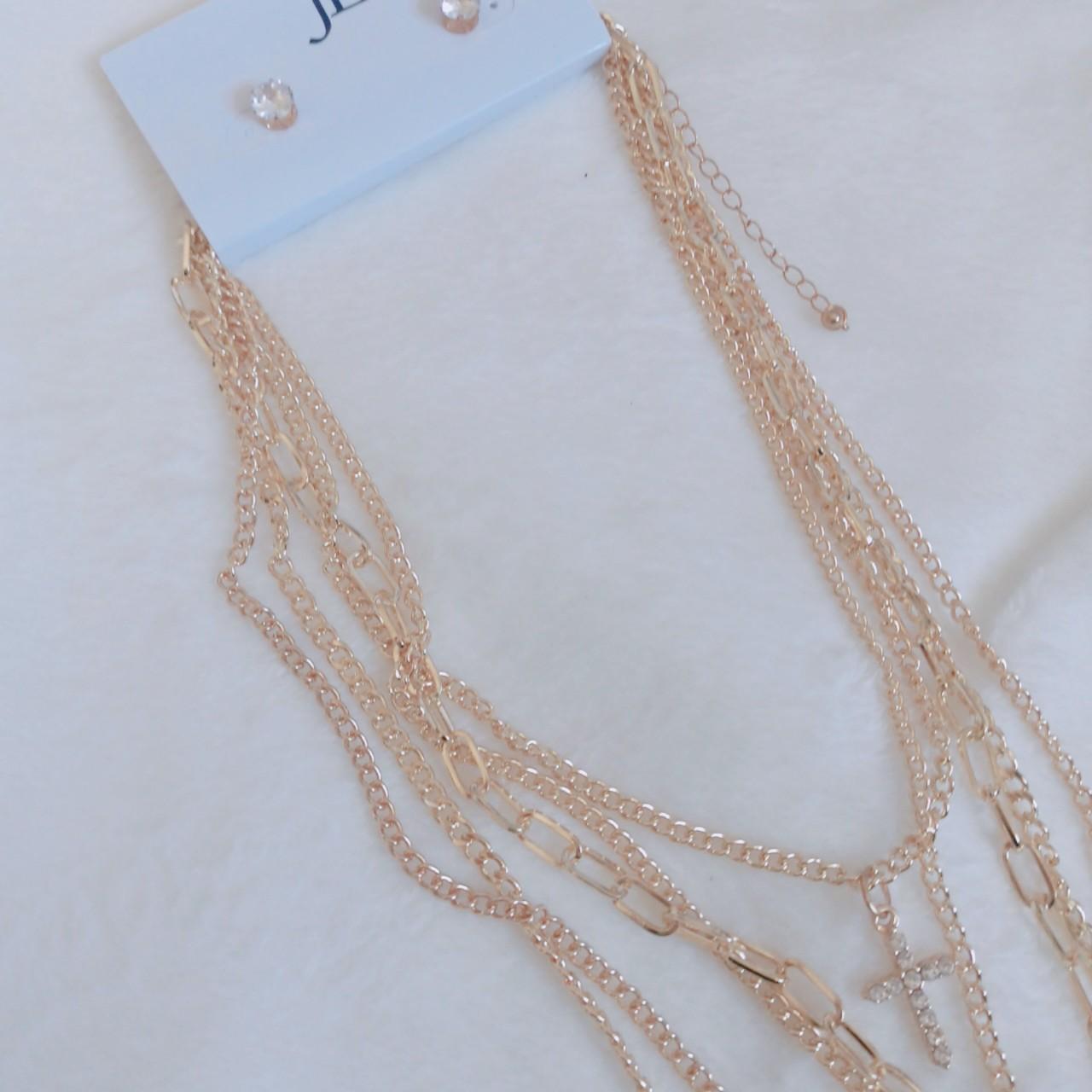 Gold vampire core tassel cross necklace Brand new... - Depop