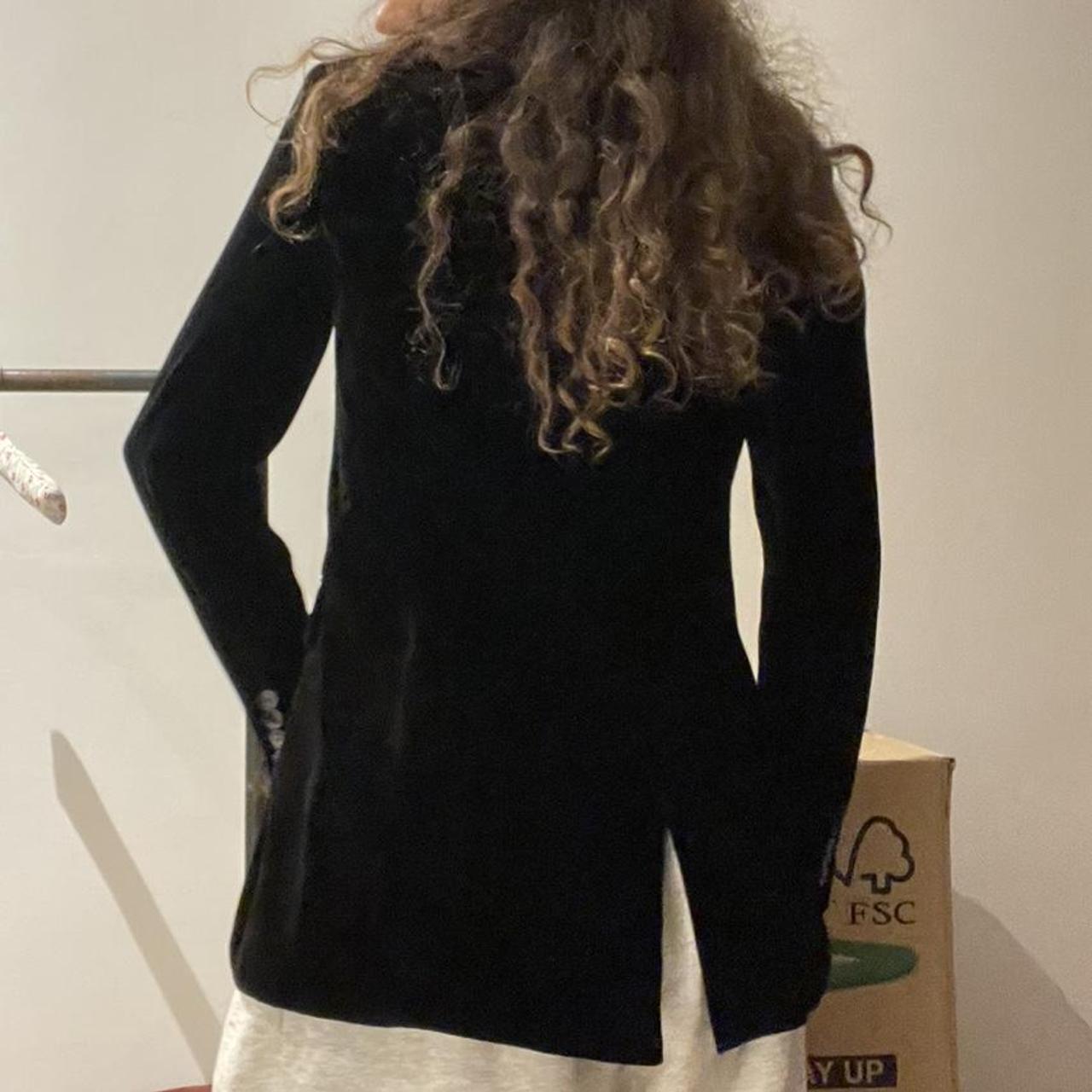 Massimo Dutti black velvet blazer coat jacket double... - Depop