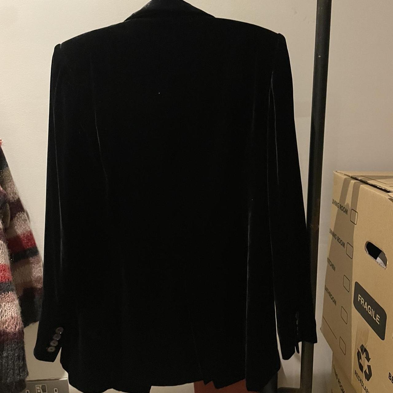 Massimo Dutti black velvet blazer coat jacket double... - Depop