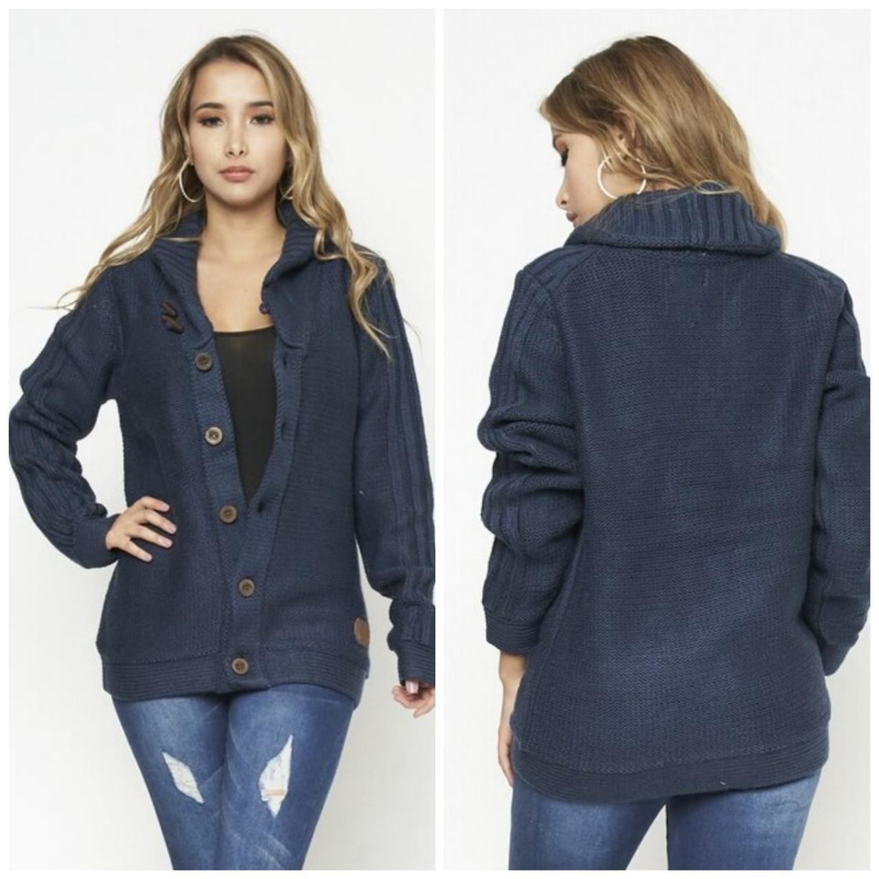 Women's Heavy Knit Cardigan Sweater This solid heavy... - Depop