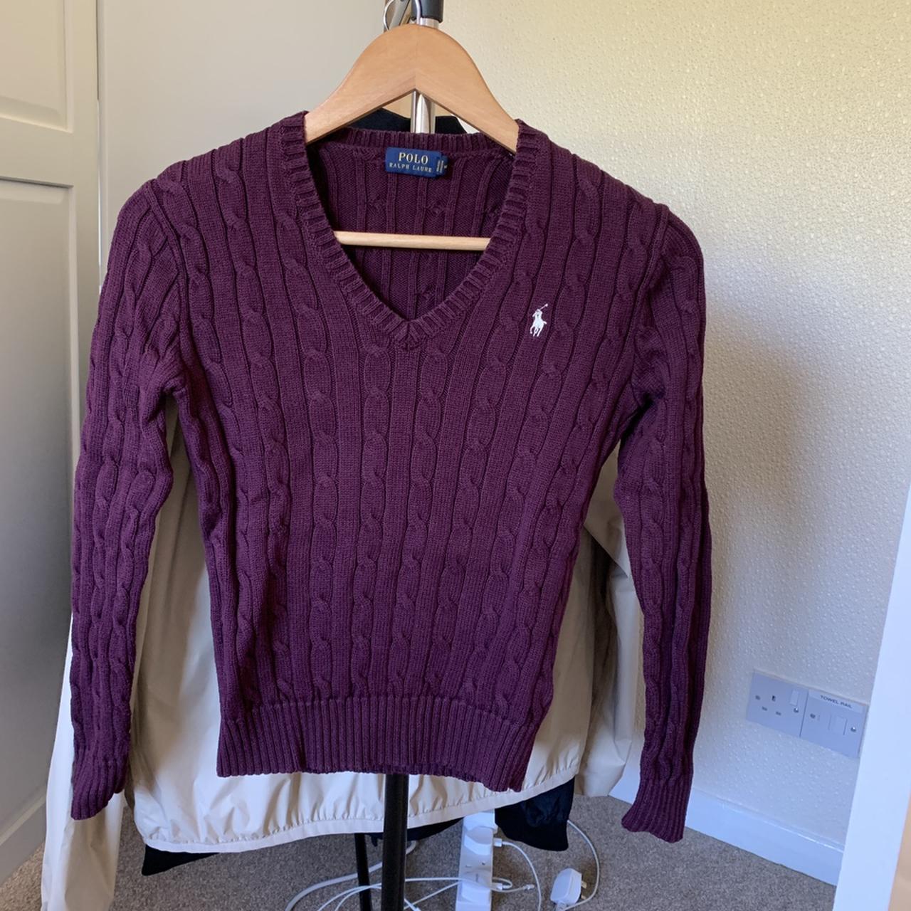 Ralph Lauren Maroon Jumper Size Small, fits UK 6-8.... - Depop