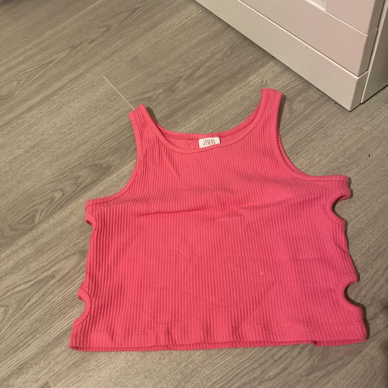 pink cut out crop top from zara kids age 11-12 but... - Depop