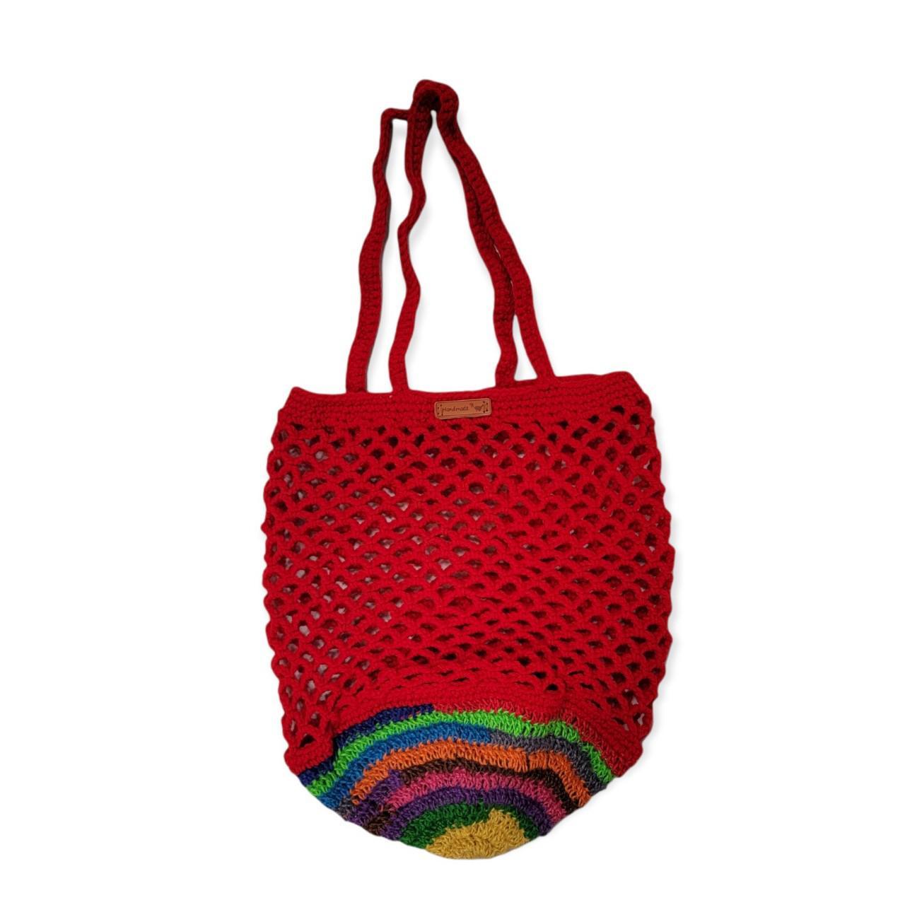 Red Crochet Bag Cute red and multicolor crochet... - Depop
