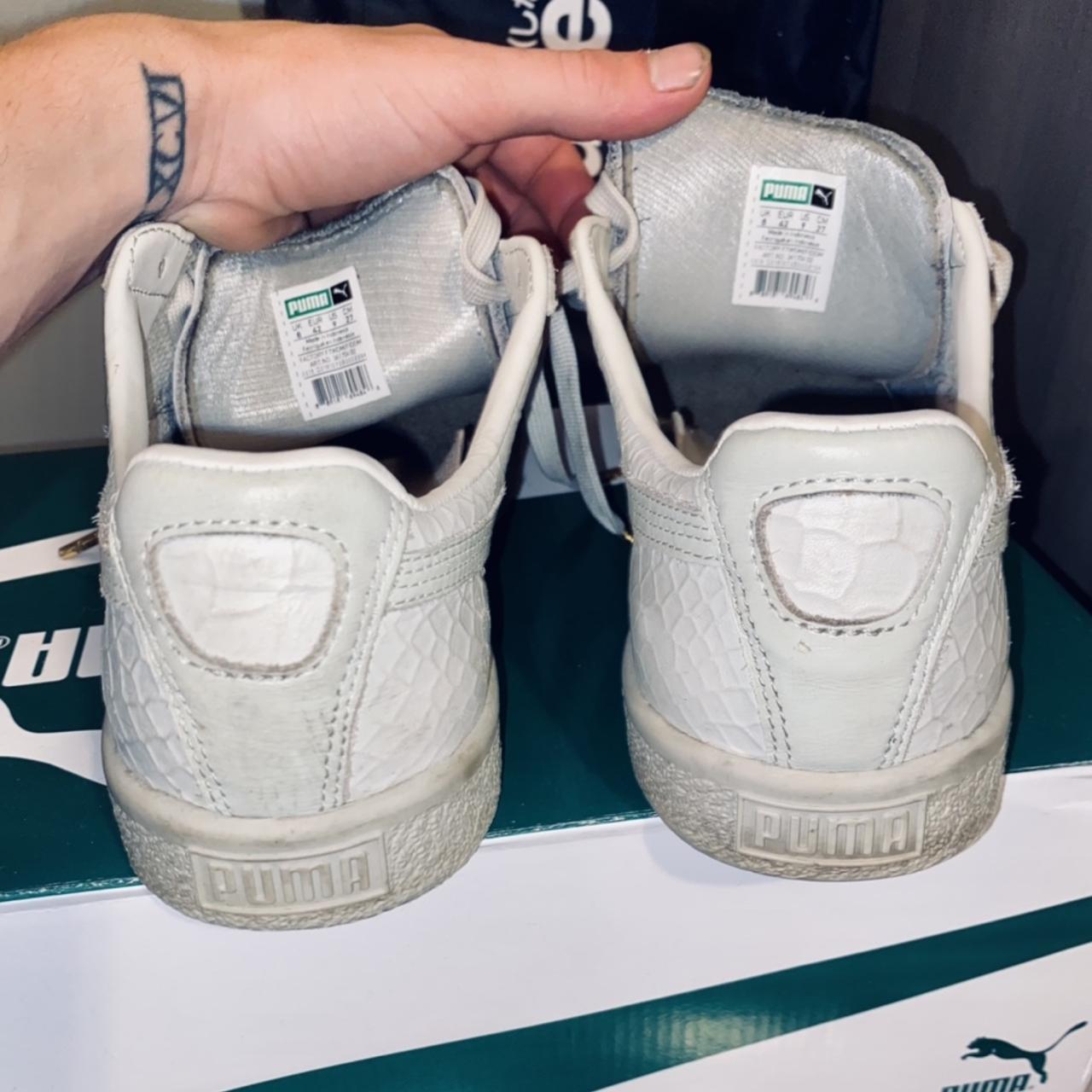 Puma “Clyde” dope snakeskin tan & gold color/texture... - Depop