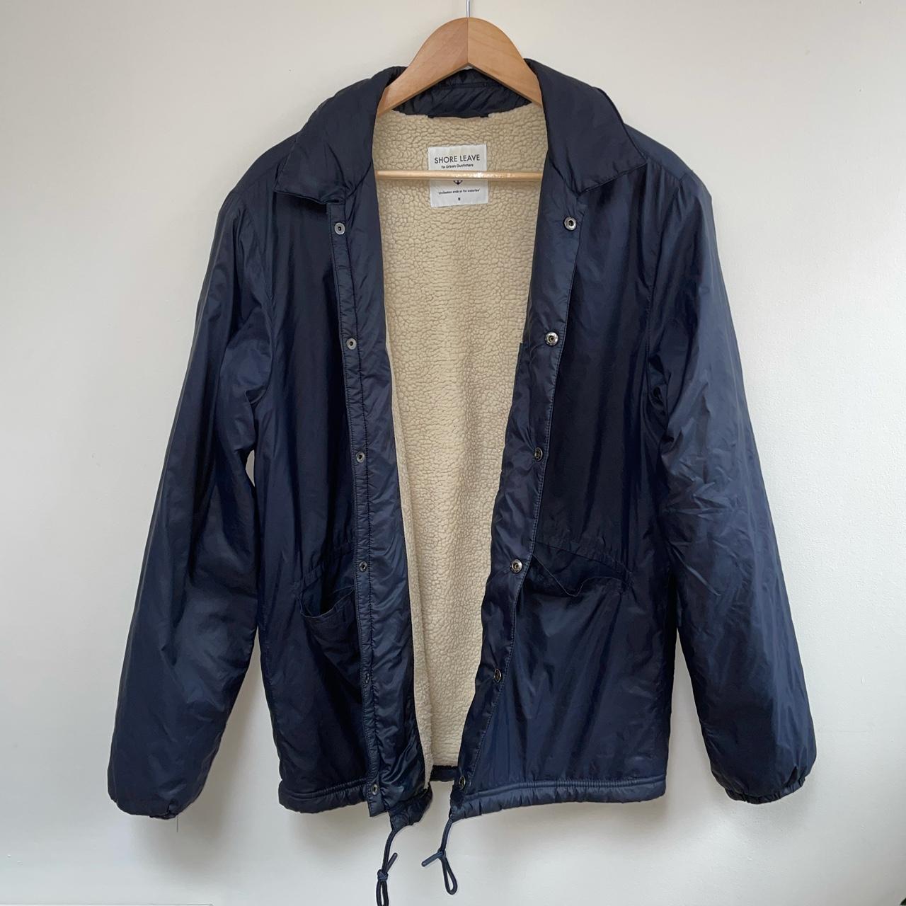 Urban Outfitters Men's Navy and Blue Jacket | Depop