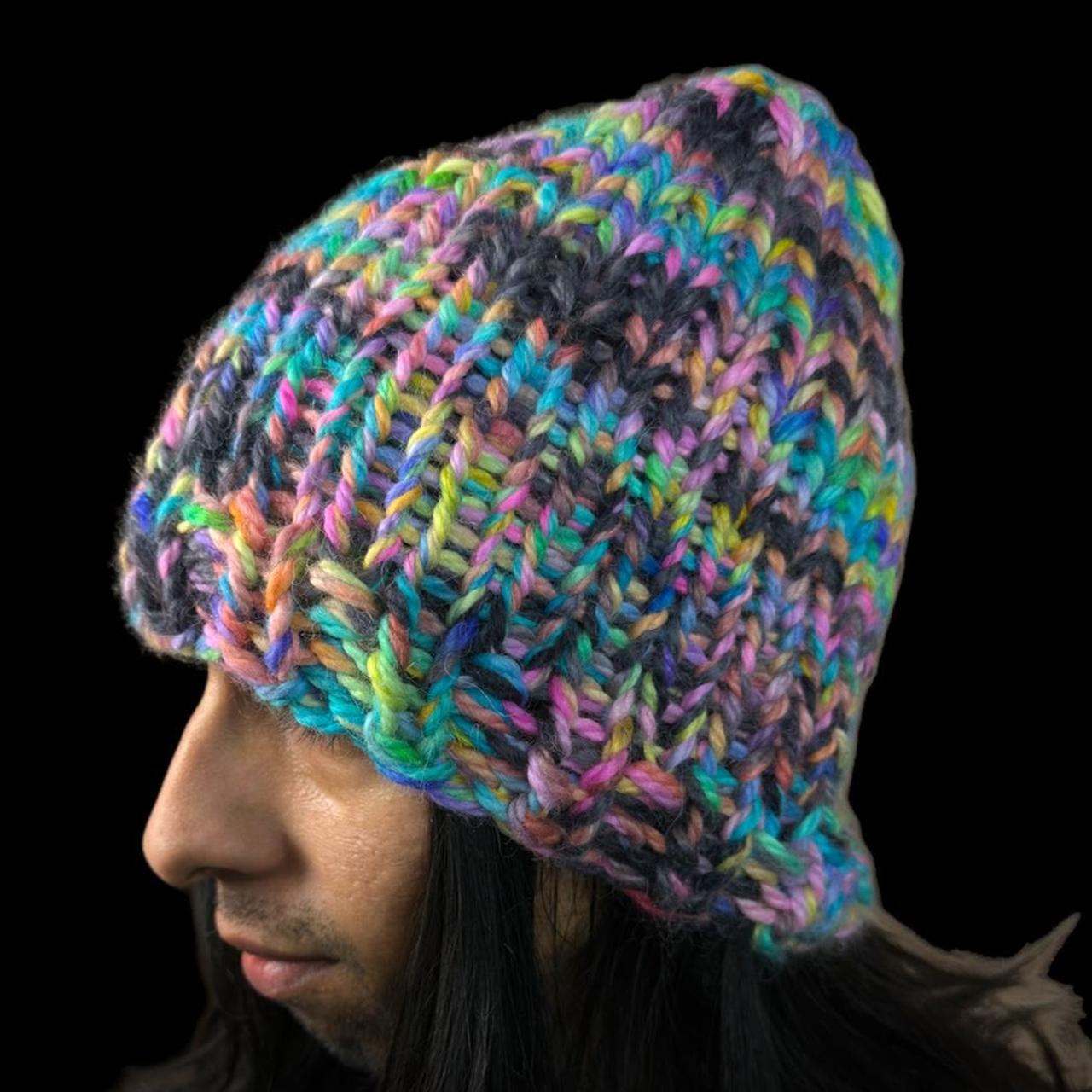 Handmade Knit Bucket Hat Beanie Sunset Rainbow... - Depop