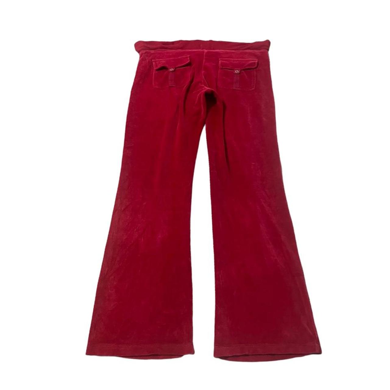 y2k red velour track pants best for a size L/XL from... - Depop