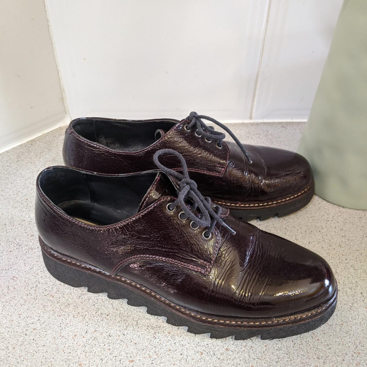 Patent leather brogues Deep Burgundy with a chunky... - Depop