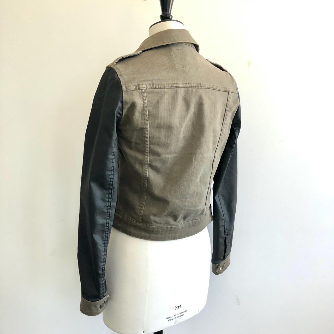 Denim and waxed cotton jacket by French Connection,... - Depop