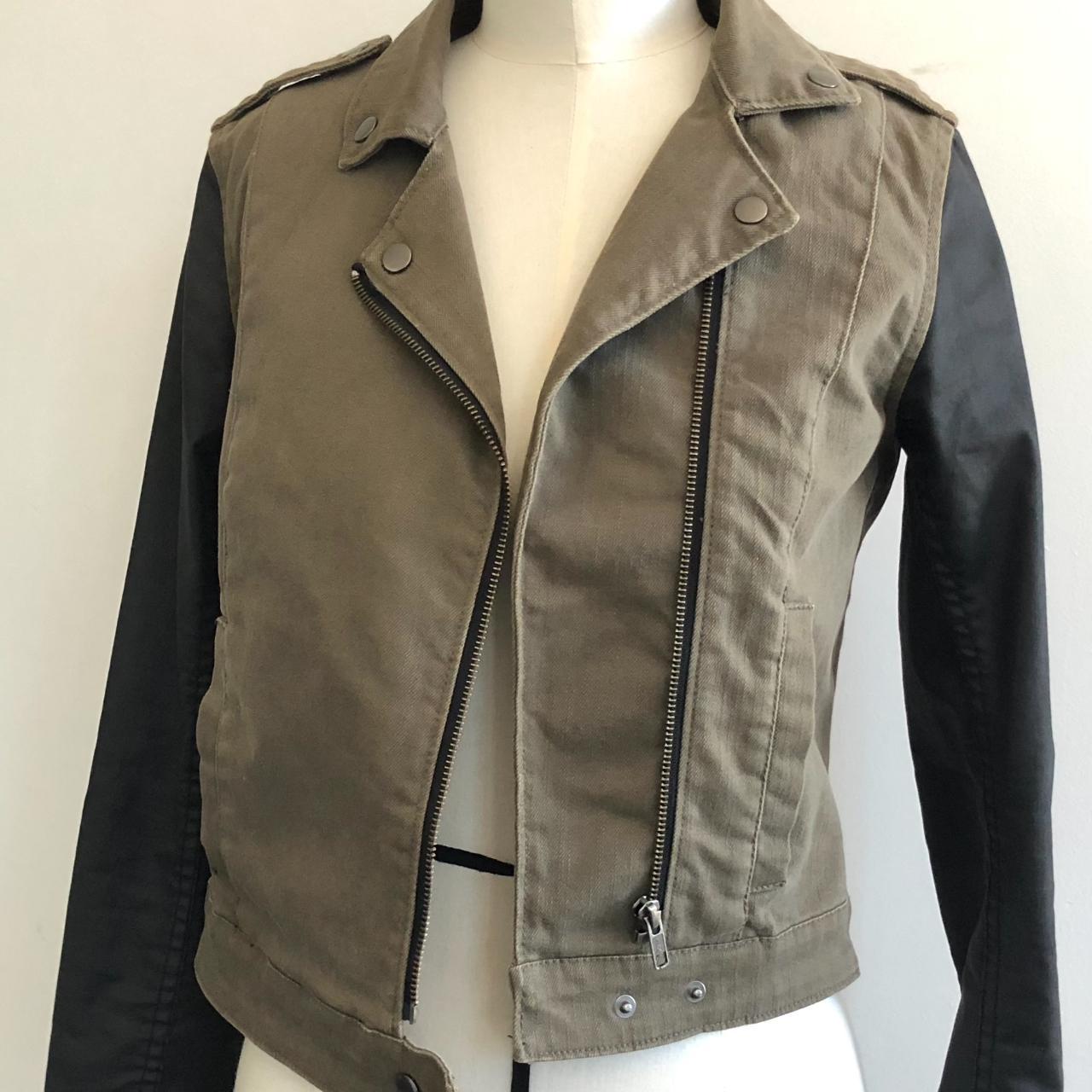 Denim and waxed cotton jacket by French Connection,... - Depop