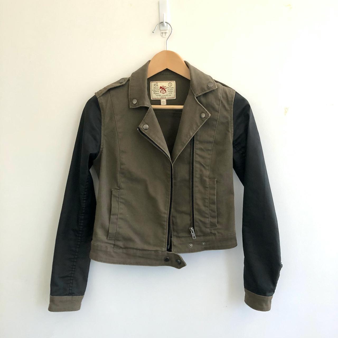 Denim and waxed cotton jacket by French Connection,... - Depop