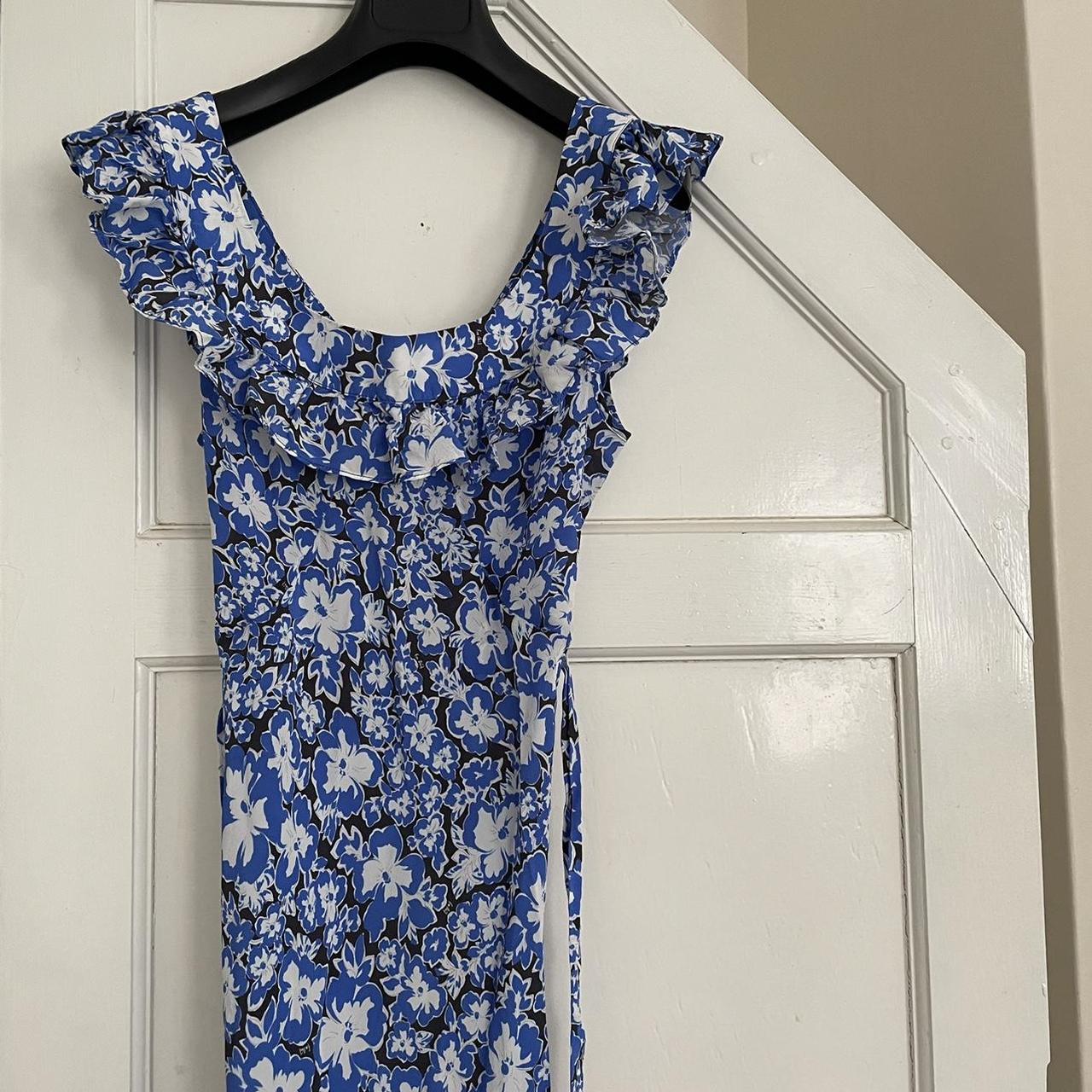 Réalisation Par Women's Blue and White Dress | Depop