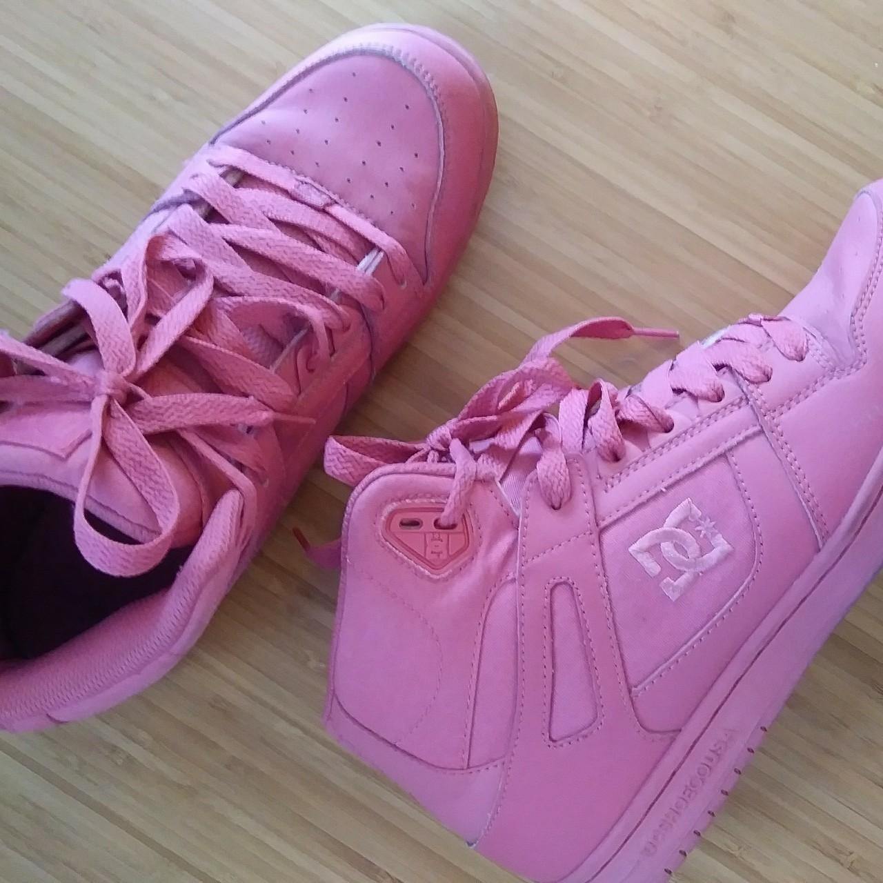 Bright pink DC Rebound High Top Sneakers, womens... - Depop