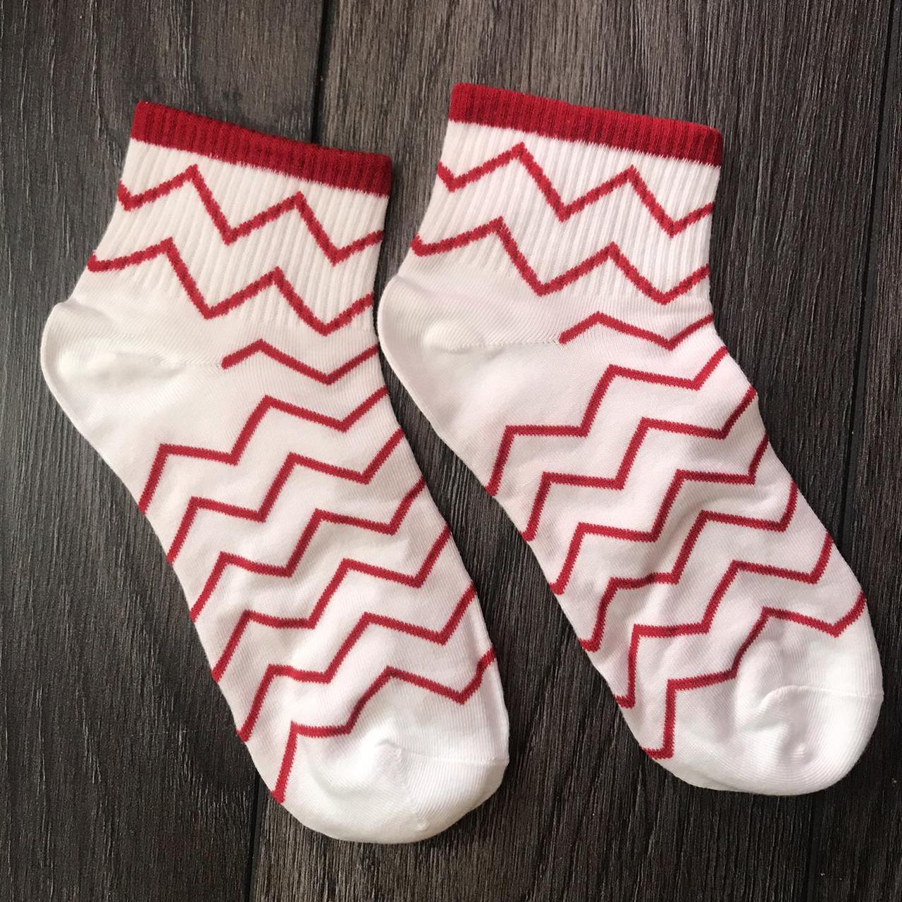 kawaii 😍 red zigzag pattern socks .Super cute and... - Depop