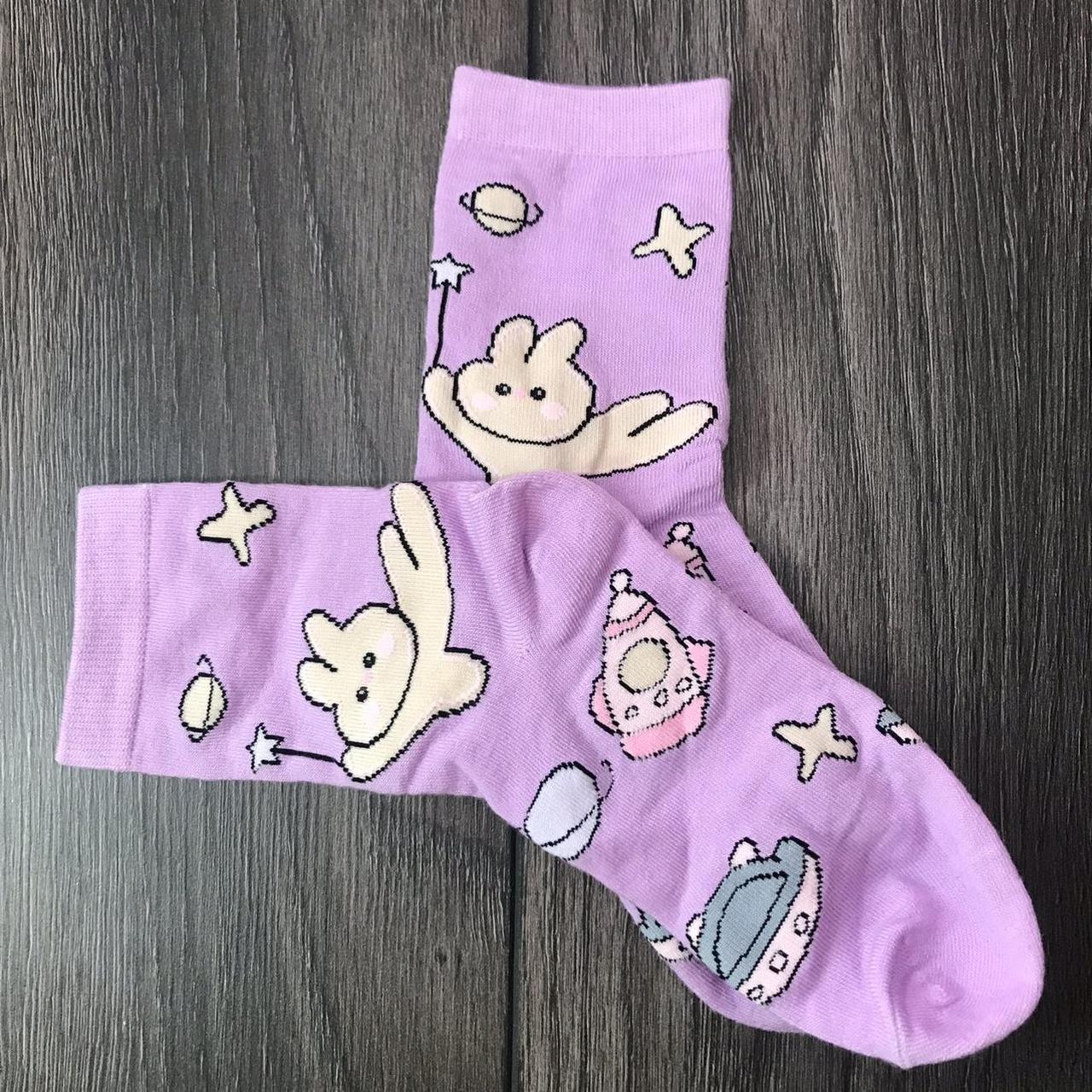 😍Brand new! Kawaii purple bunny angel socks. fits... - Depop