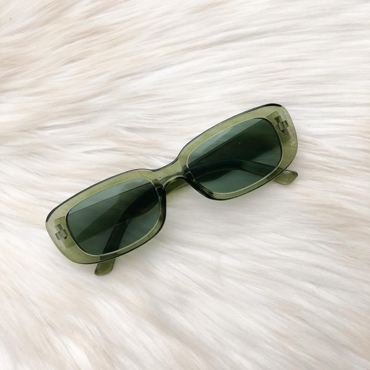 forest green rectangle sunglasses retro / vintage... - Depop