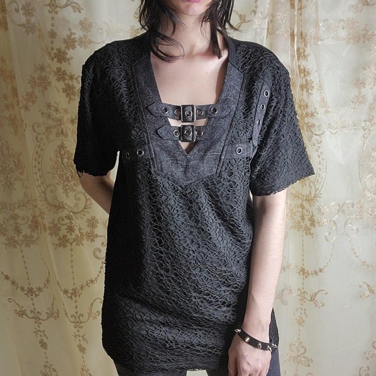 PUNK RAVE Men's Black Distressed Knitted V-Neck... | Depop