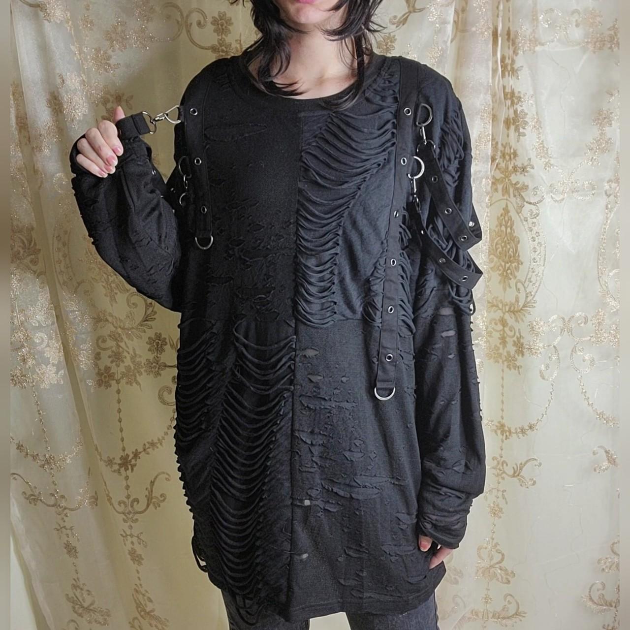 PUNK RAVE Men's Long Sleeve Distressed Shirt with... - Depop