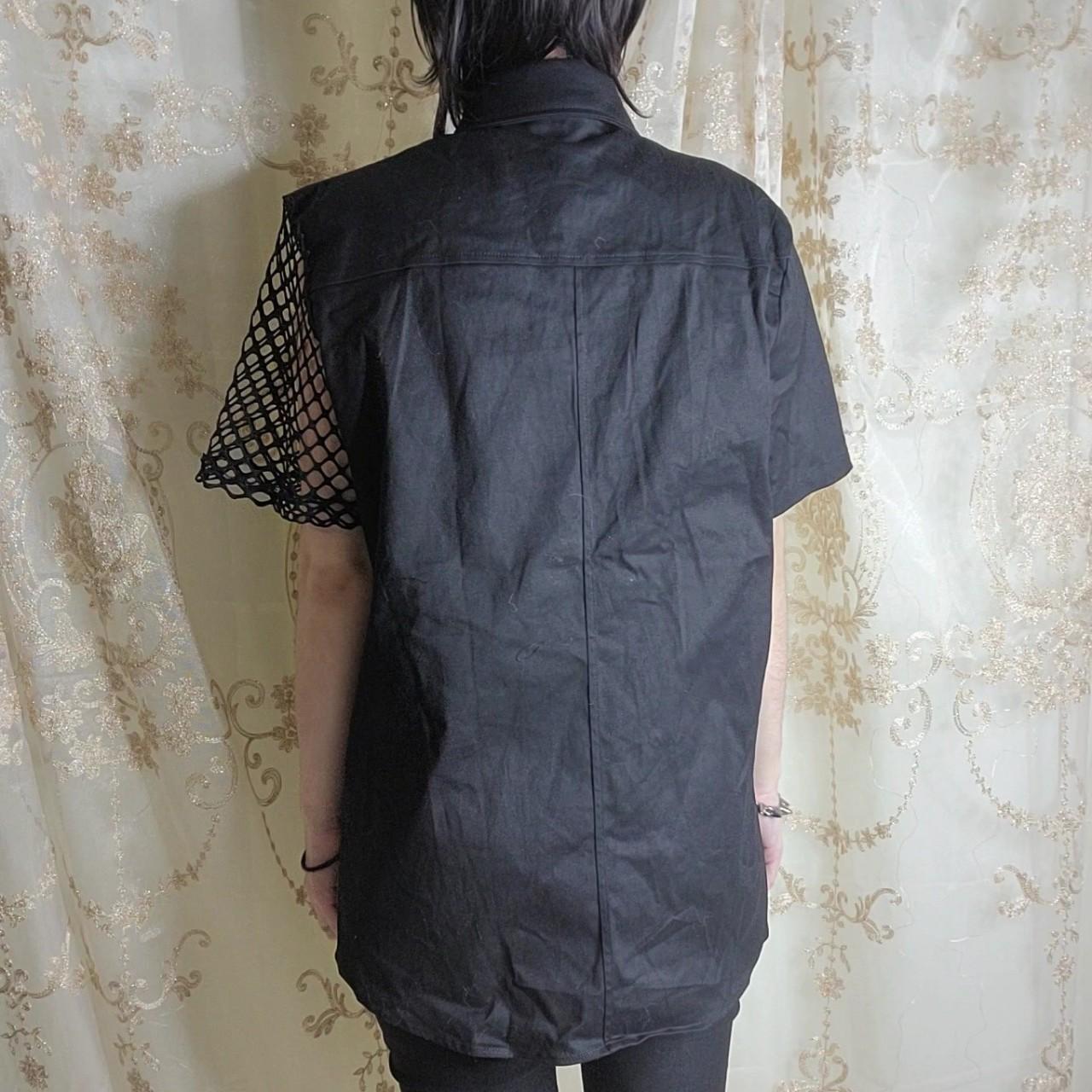 PUNK RAVE Men's Black Cotton Button Up with Mesh &... | Depop