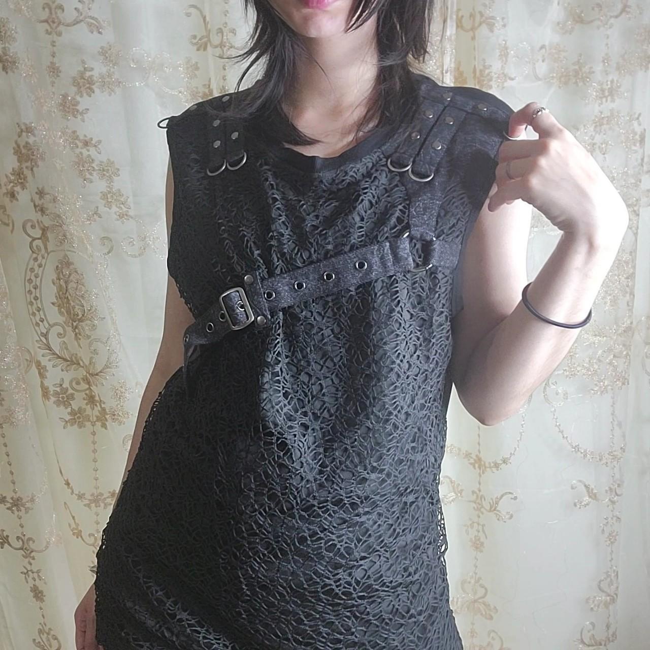 PUNK RAVE Men's Black Sleeveless Distresssd Mesh... - Depop