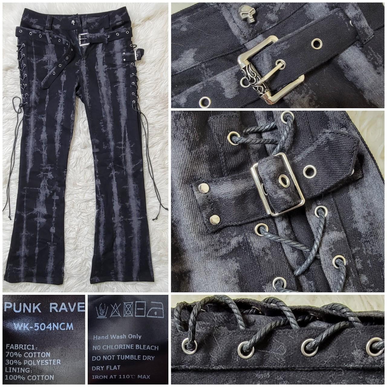 PUNK RAVE Men's Black Textured Trousers with... - Depop