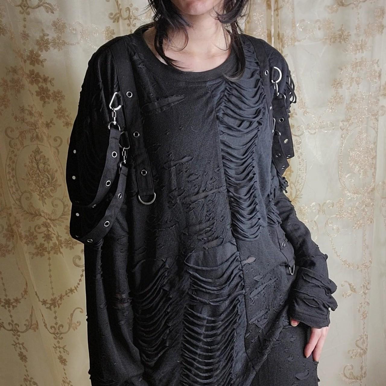 PUNK RAVE Men's Long Sleeve Distressed Shirt with... - Depop