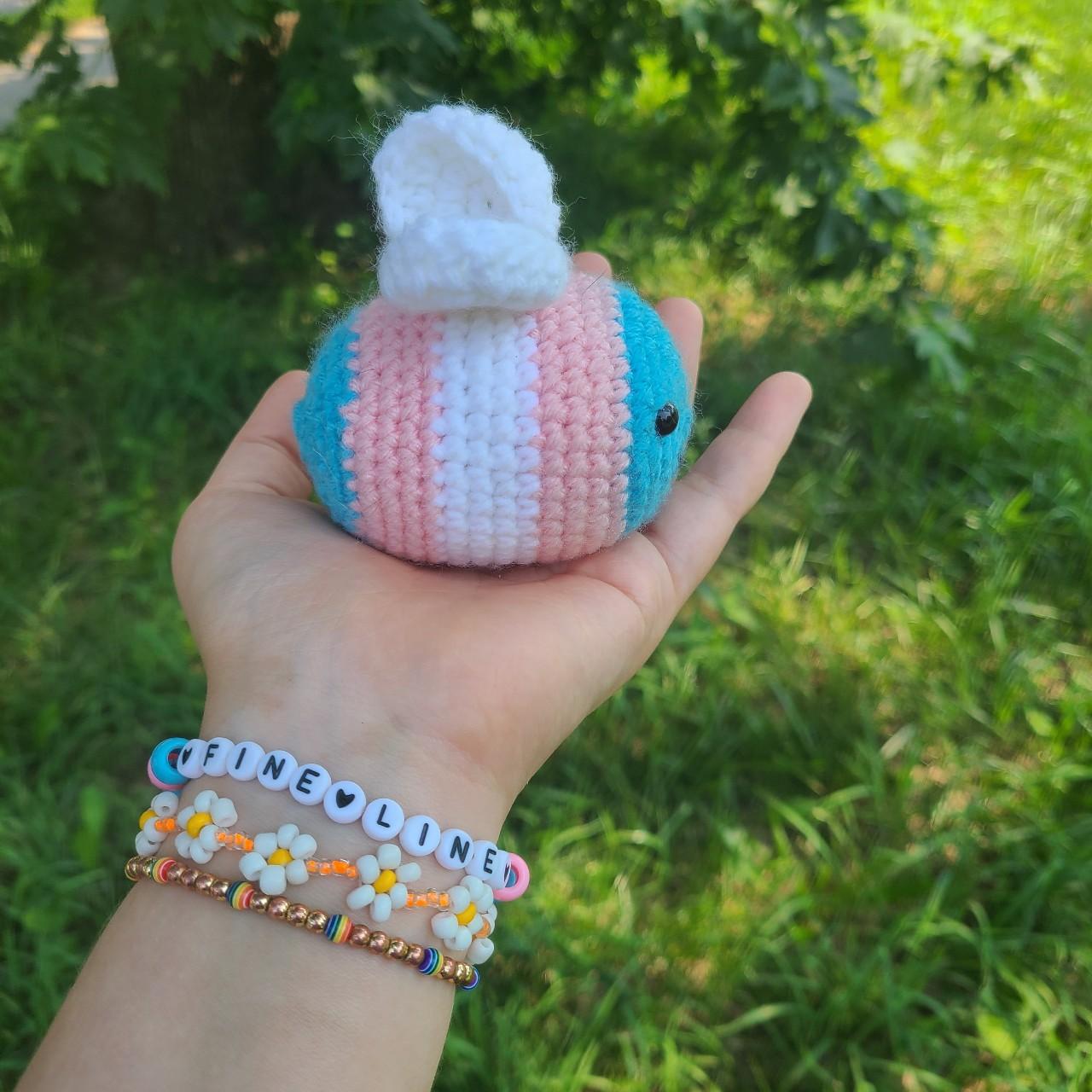 Crocheted Trans Pride Bee Made to order Made out... - Depop