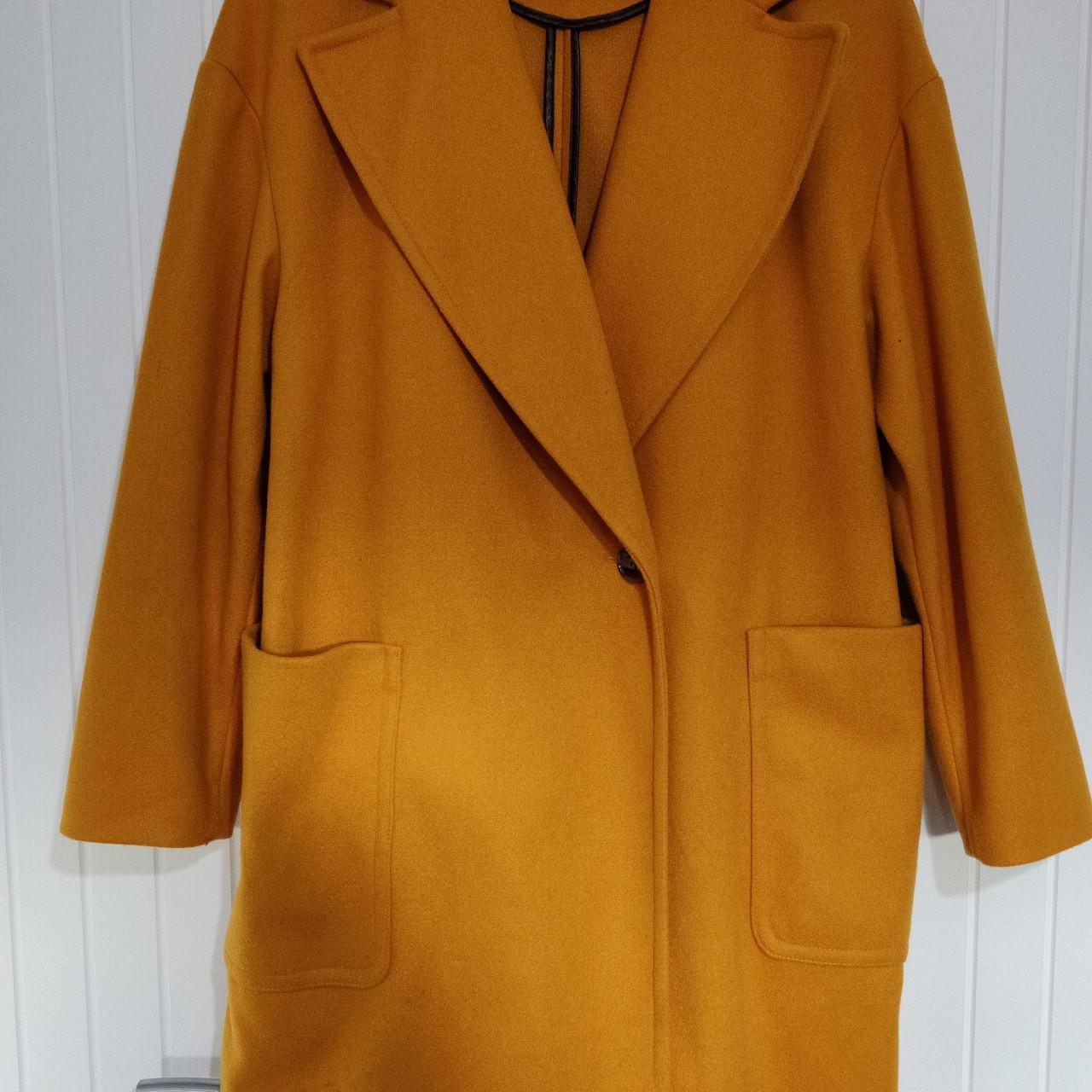 Mustard coat from Topshop. Size 12 but is oversized... - Depop