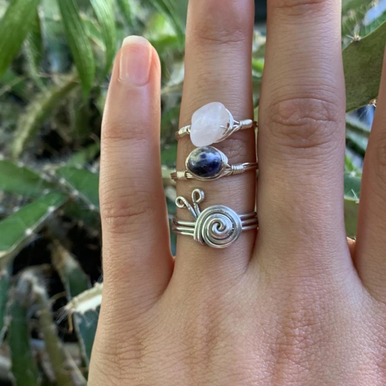 3 bundle pack of rings includes a Rose quartz ring,... - Depop