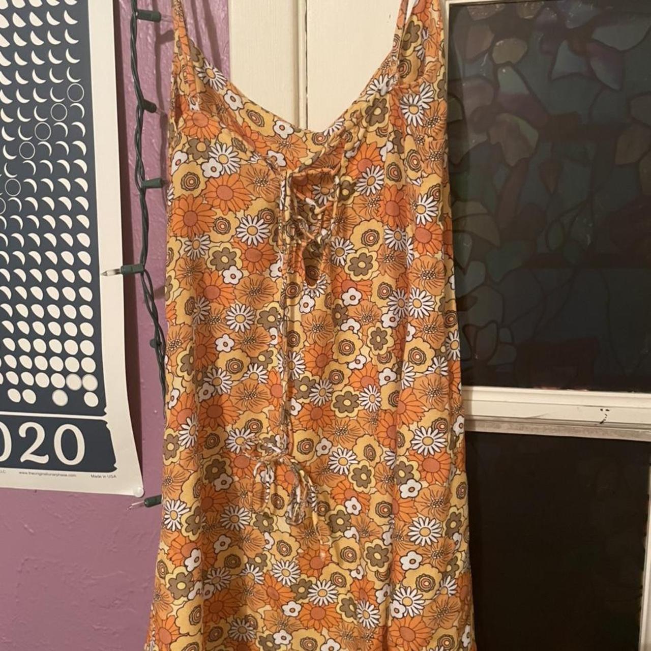 Women's Orange and White Dress | Depop