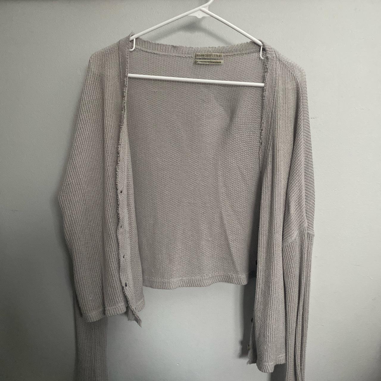 Urban outfitters button up gray sweater cardigan... - Depop