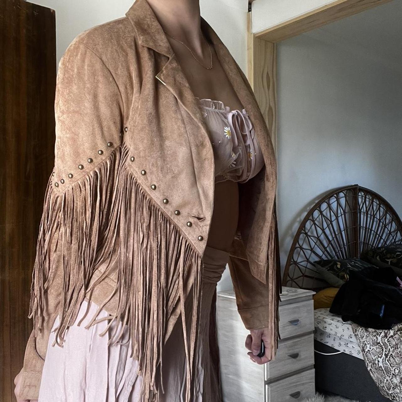 faux suede rodeo jacket with tassels Message before... | Depop