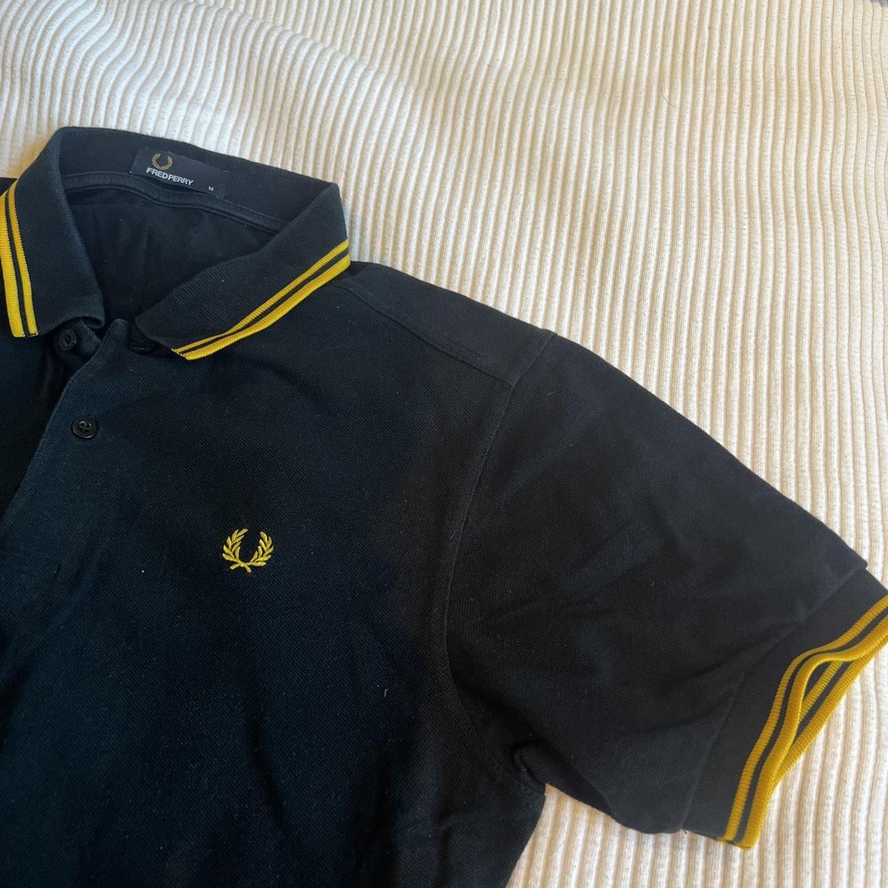 Fred Perry black and yellow polo - Depop