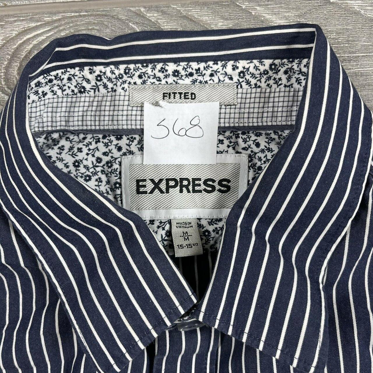 Express Mens Fitted LS Button Down Striped Dress... - Depop