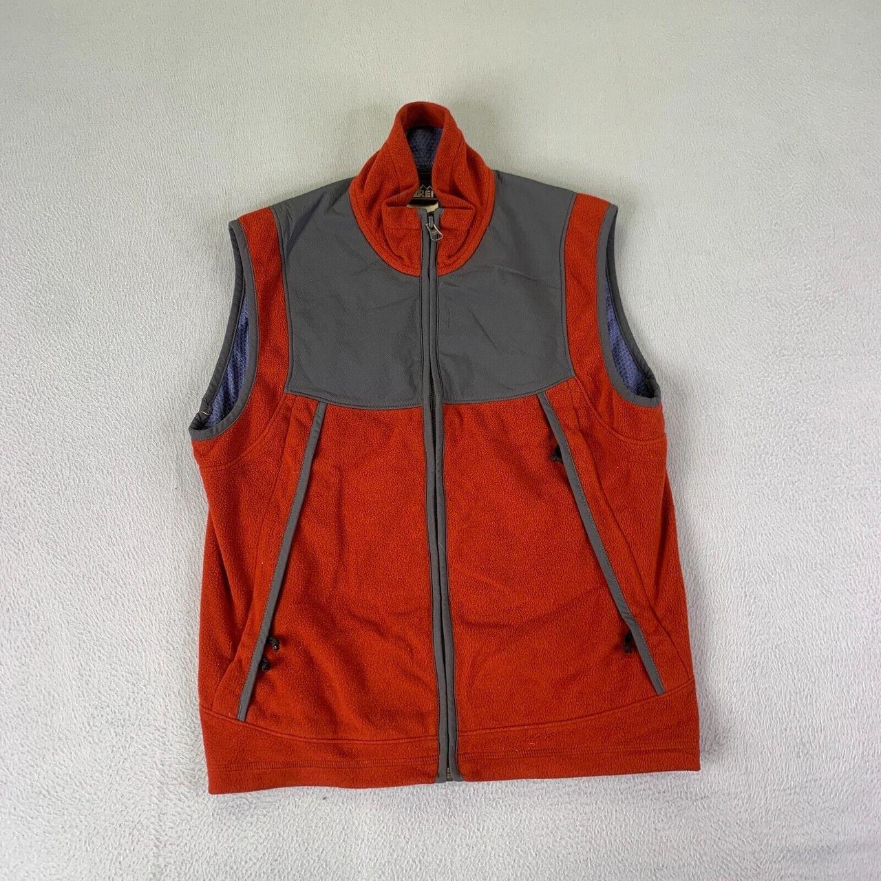 REI Vest Women Small Orange Gray Full Zip Fleece... - Depop