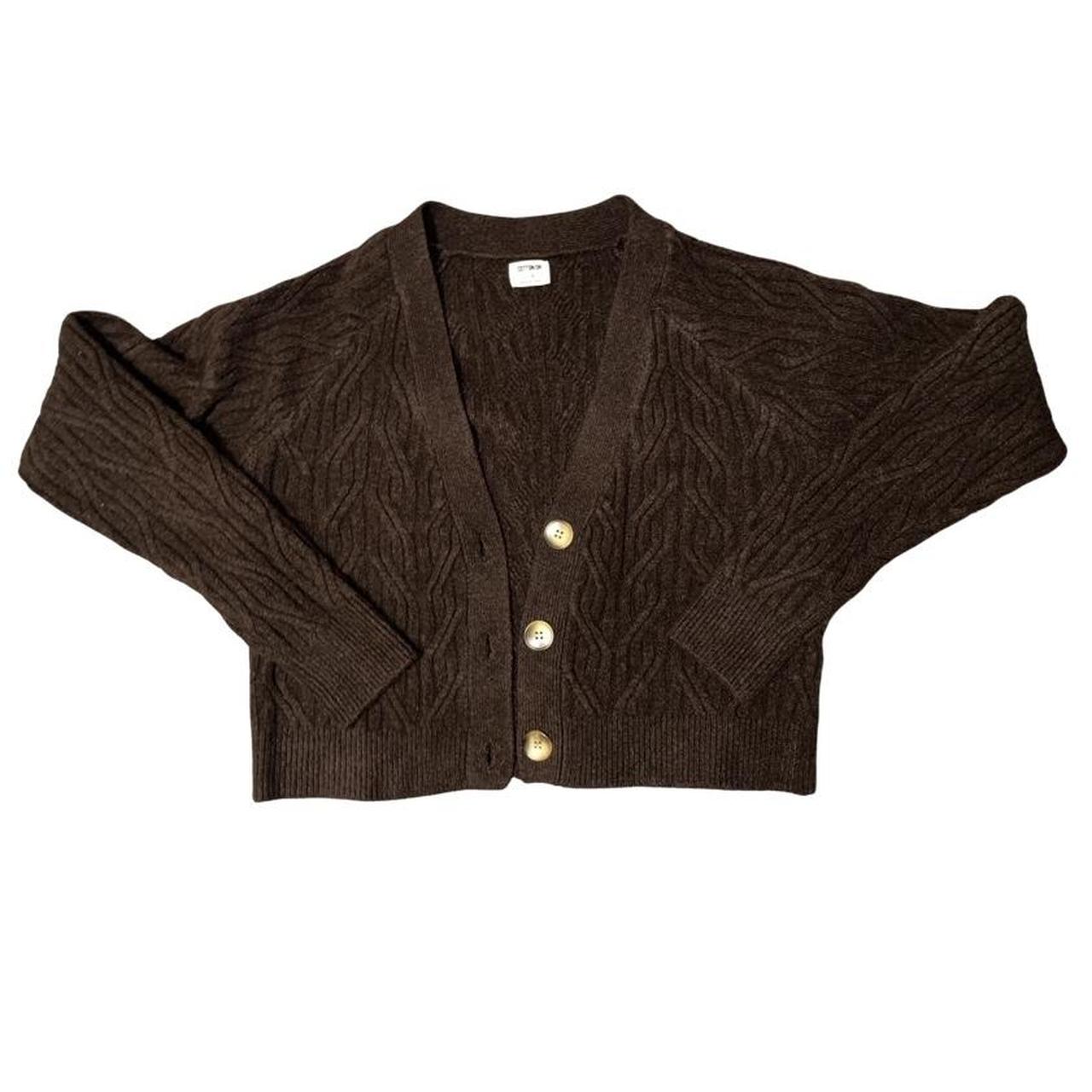 Cotton on brown cropped knitted cardigan sweater.... - Depop