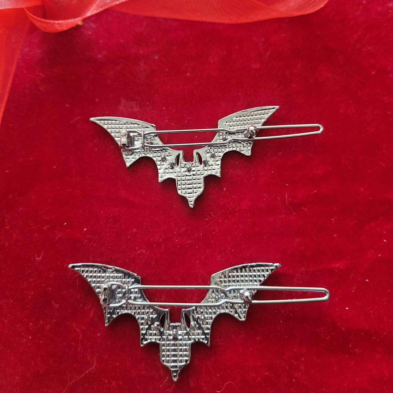 Bat enamel hair clips slides. 2 cool bat hair slides... - Depop