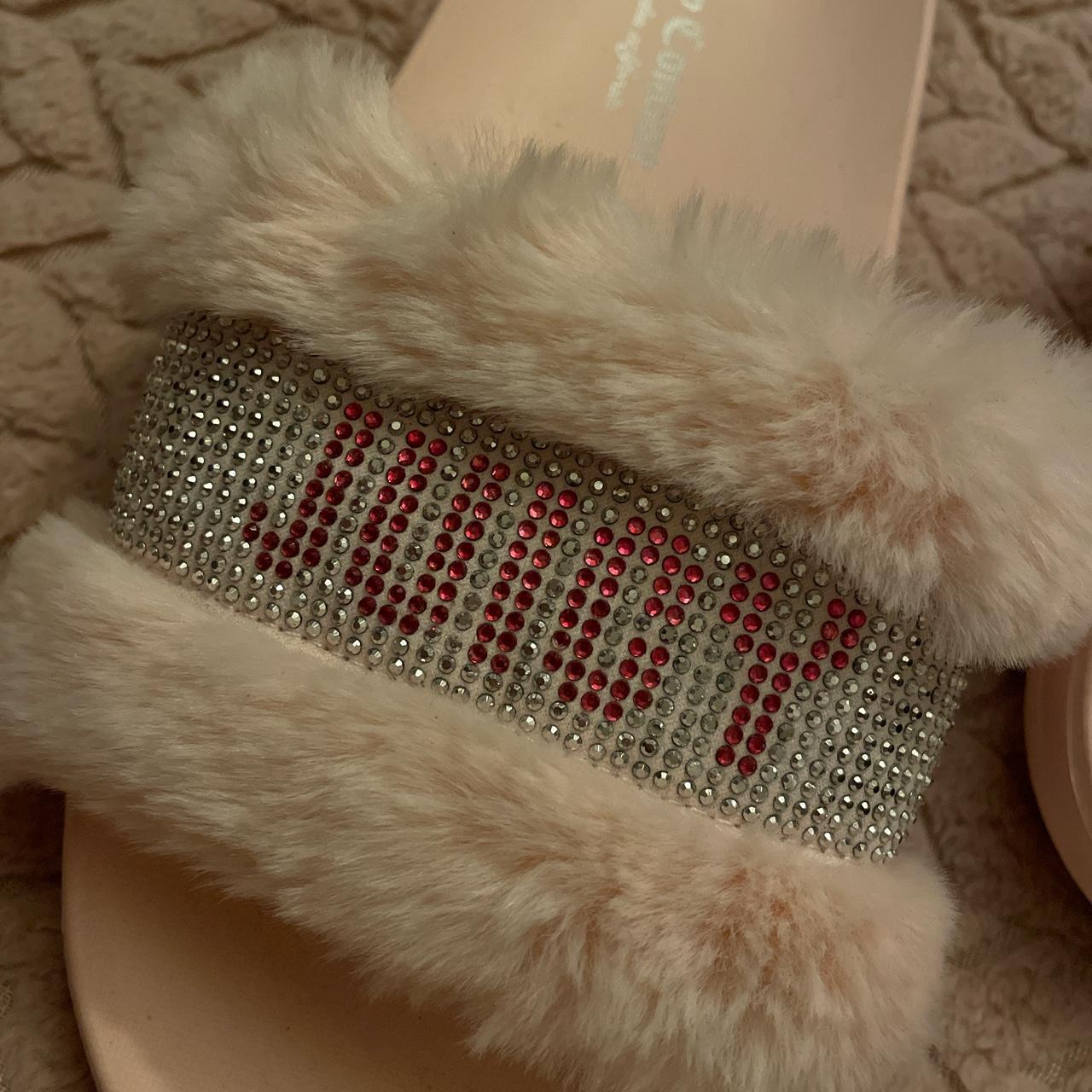 🖤 Pink Juicy Couture fuzzy Slides 🖤 These Diamond... - Depop